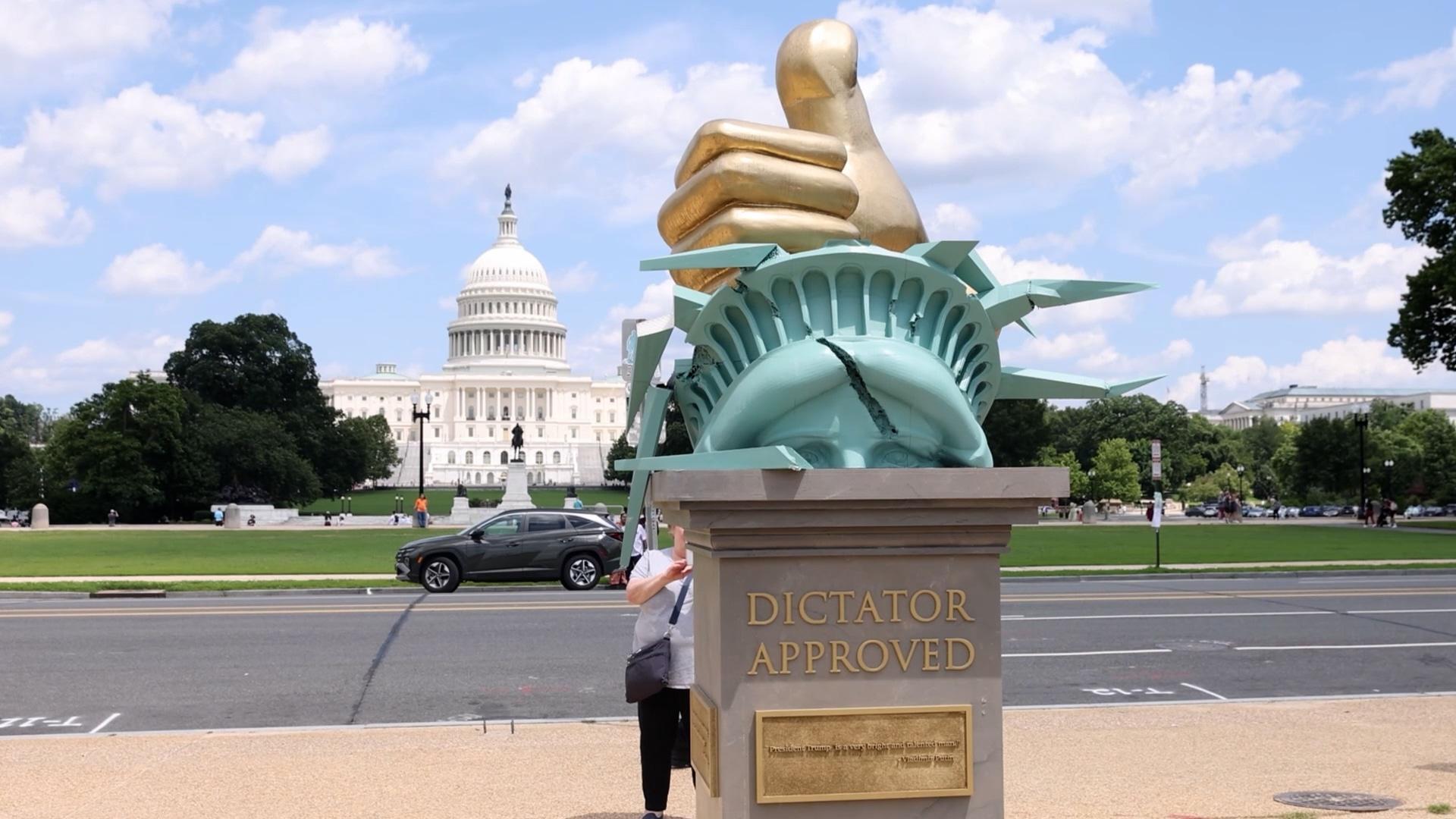 'Dictator Approved!' - Anti-Trump statue installed near US Capitol ...