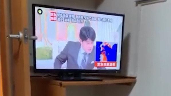 Shakes, sirens... and tsunami warning - Viral footage of TV set ...