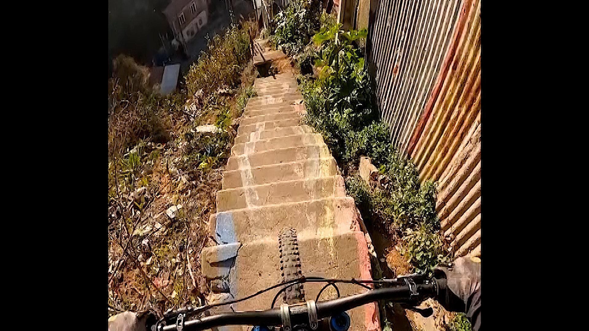 Stair crazy! Daredevil cyclist goes viral after racing down Chile's ...