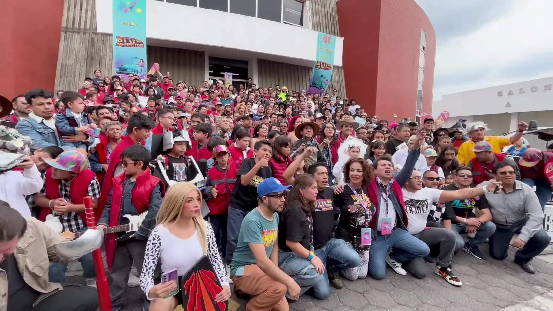 Nobody calls us chicken! - Hundreds of 'Back to the Future' fans gather ...