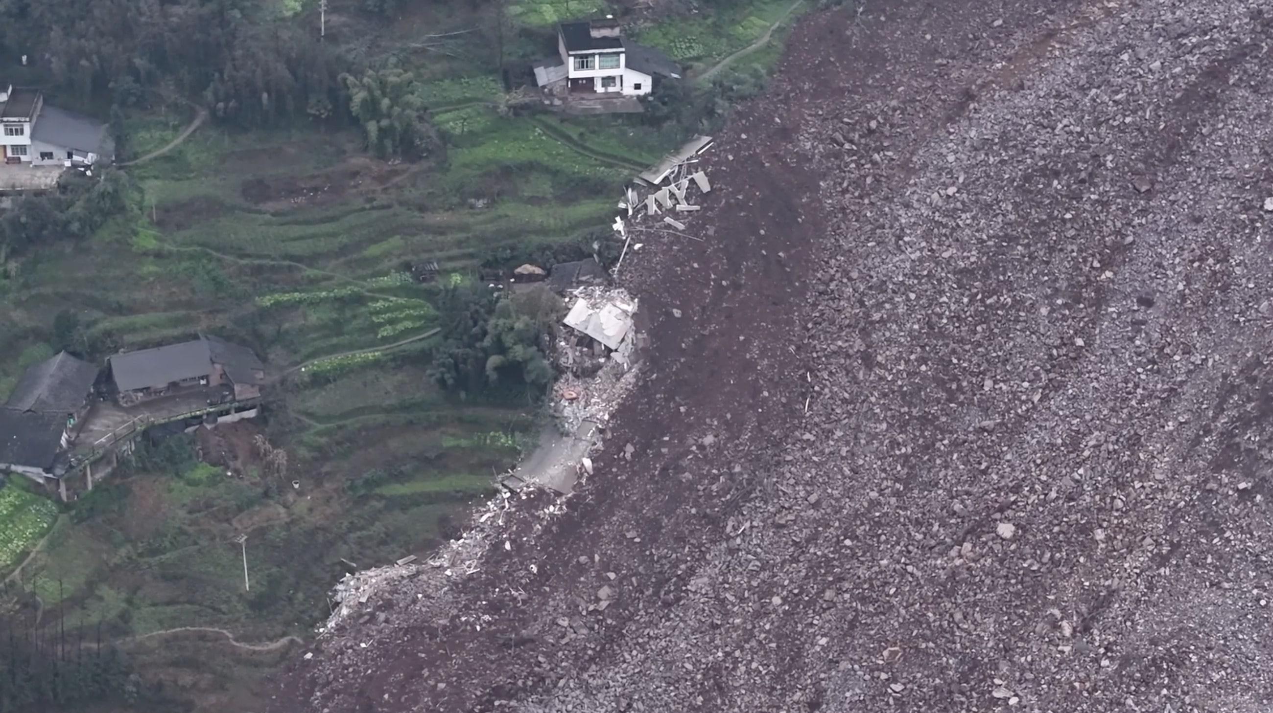 Drone captures aftermath as landslide leaves at least 30 missing, hundreds evacuated in China's ...