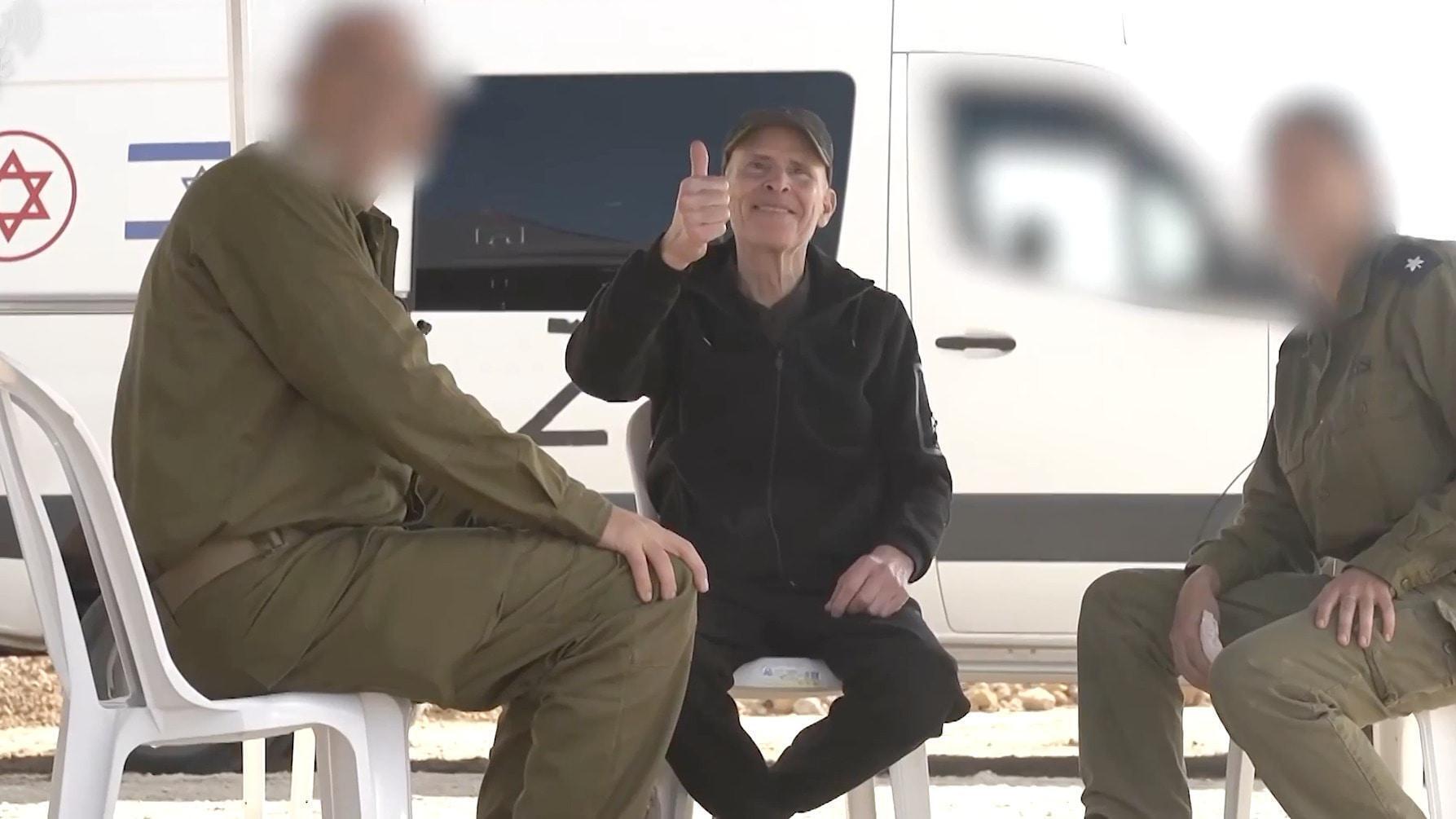 US-Israeli hostage Keith Siegel arrives at Reim base following Hamas ...