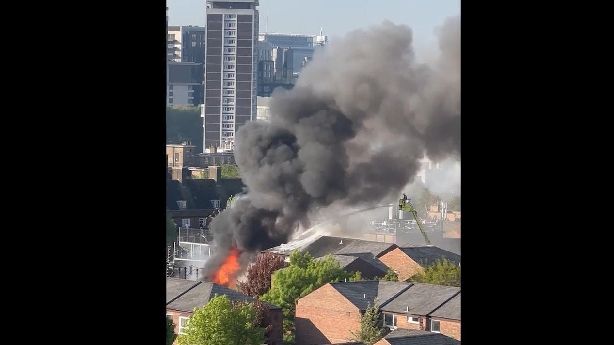 Large fire breaks out in London substation, forces more than 80 people ...