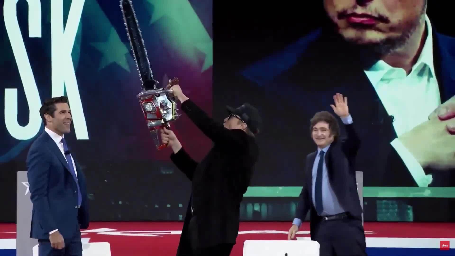Cutting it! Musk wields 'chainsaw for bureaucracy' with Milei at CPAC ...