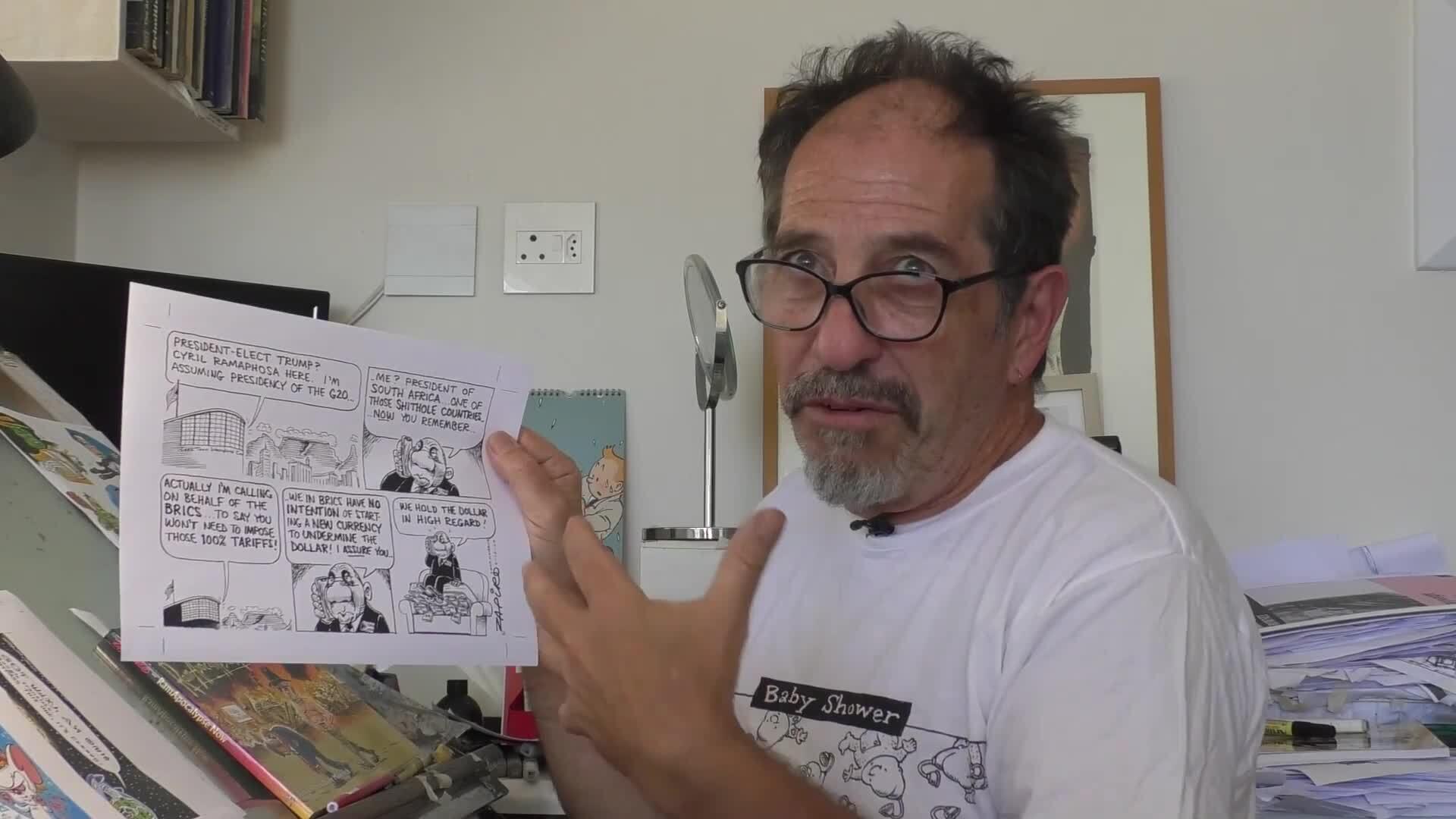 Poking fun - Iconic SA cartoonist 'Zapiro' satirises latest Trump-BRICS ...