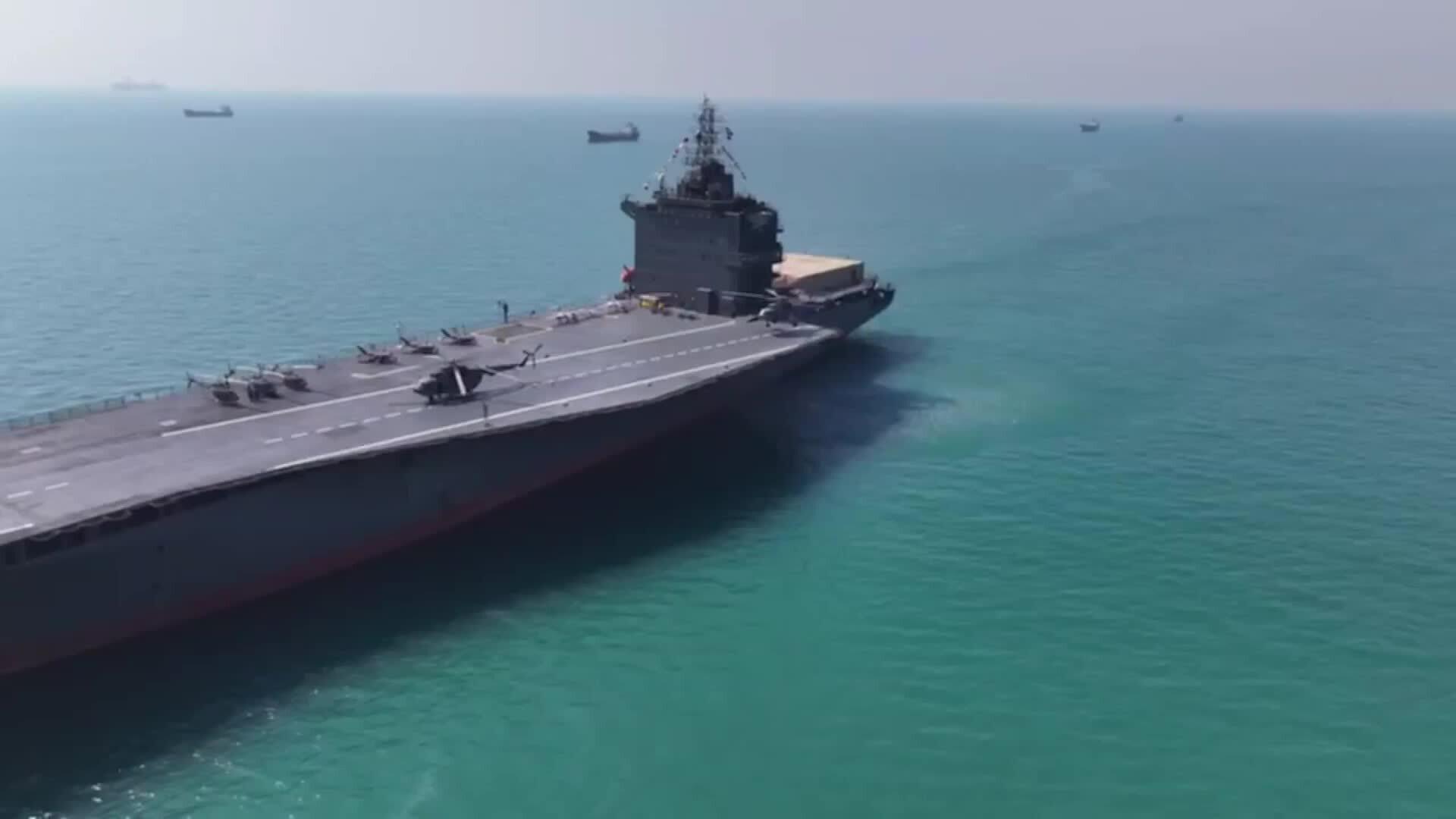 Footage of Iran's first homegrown drone carrier as Shahid Bahman ...