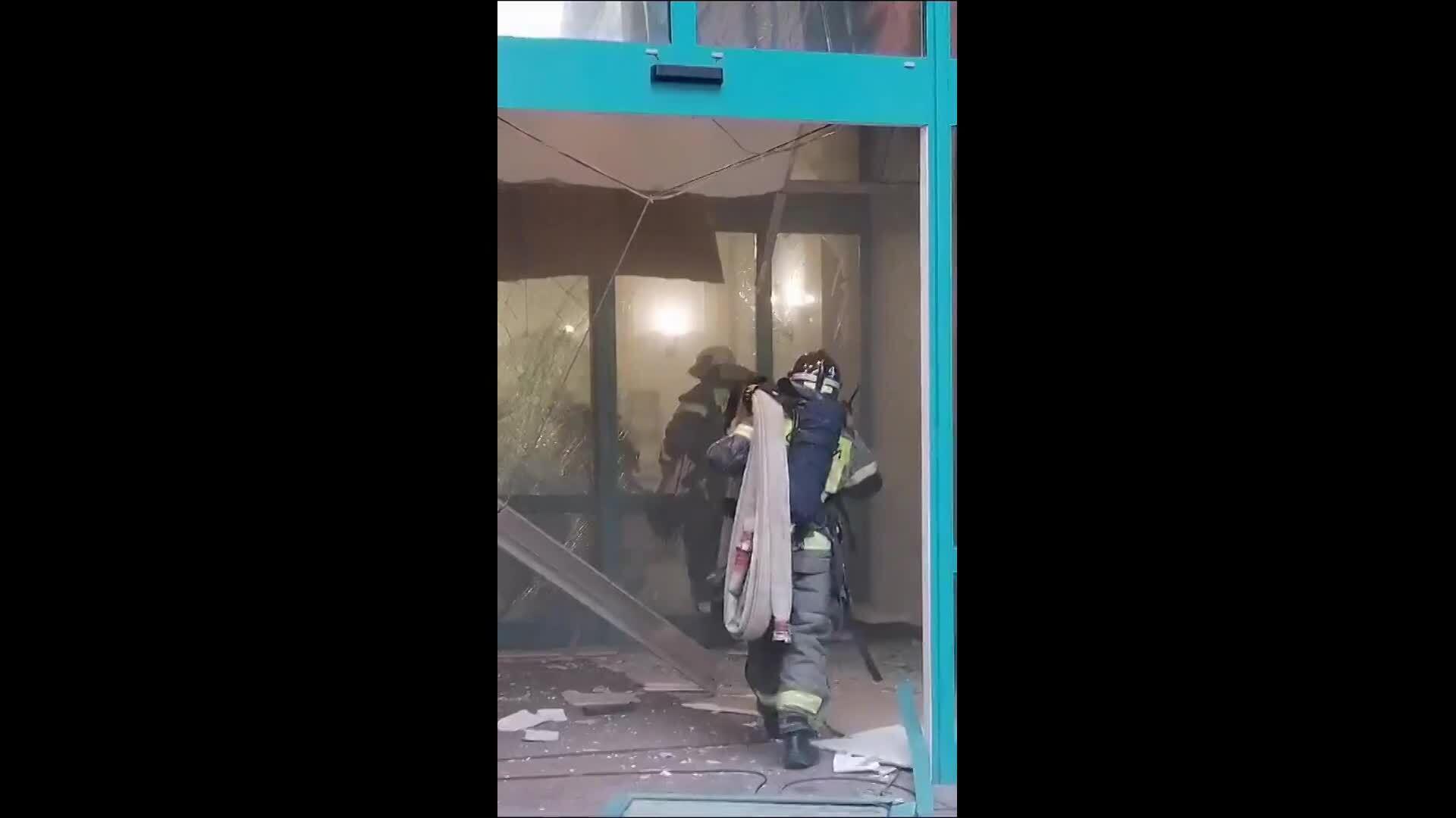 Emergency services work at blast site following explosion at Moscow ...